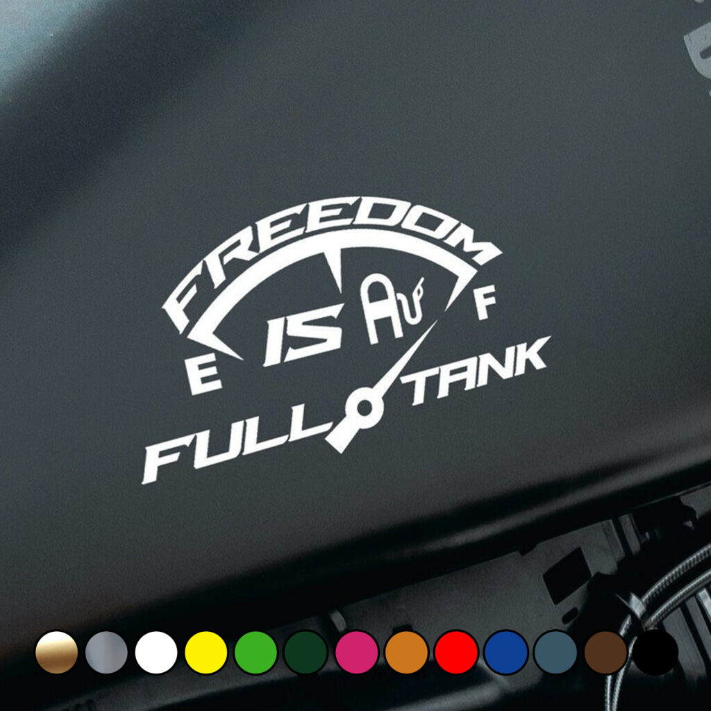 MOTORCYCLE Freedom is a full tank funny moto sticker - Vinyl Decal ...