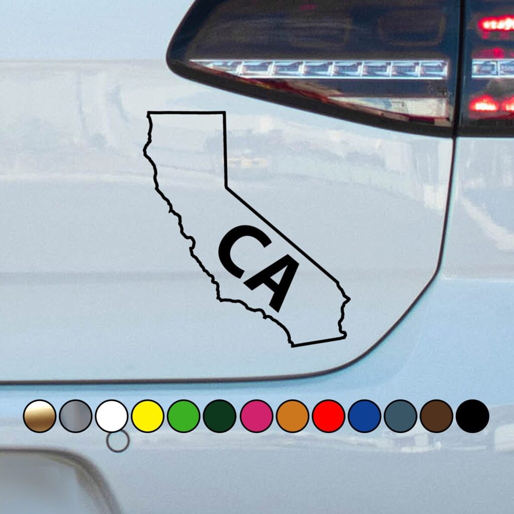 STATE California CA State Outline logo sticker - Vinyl Decal Sticker ...