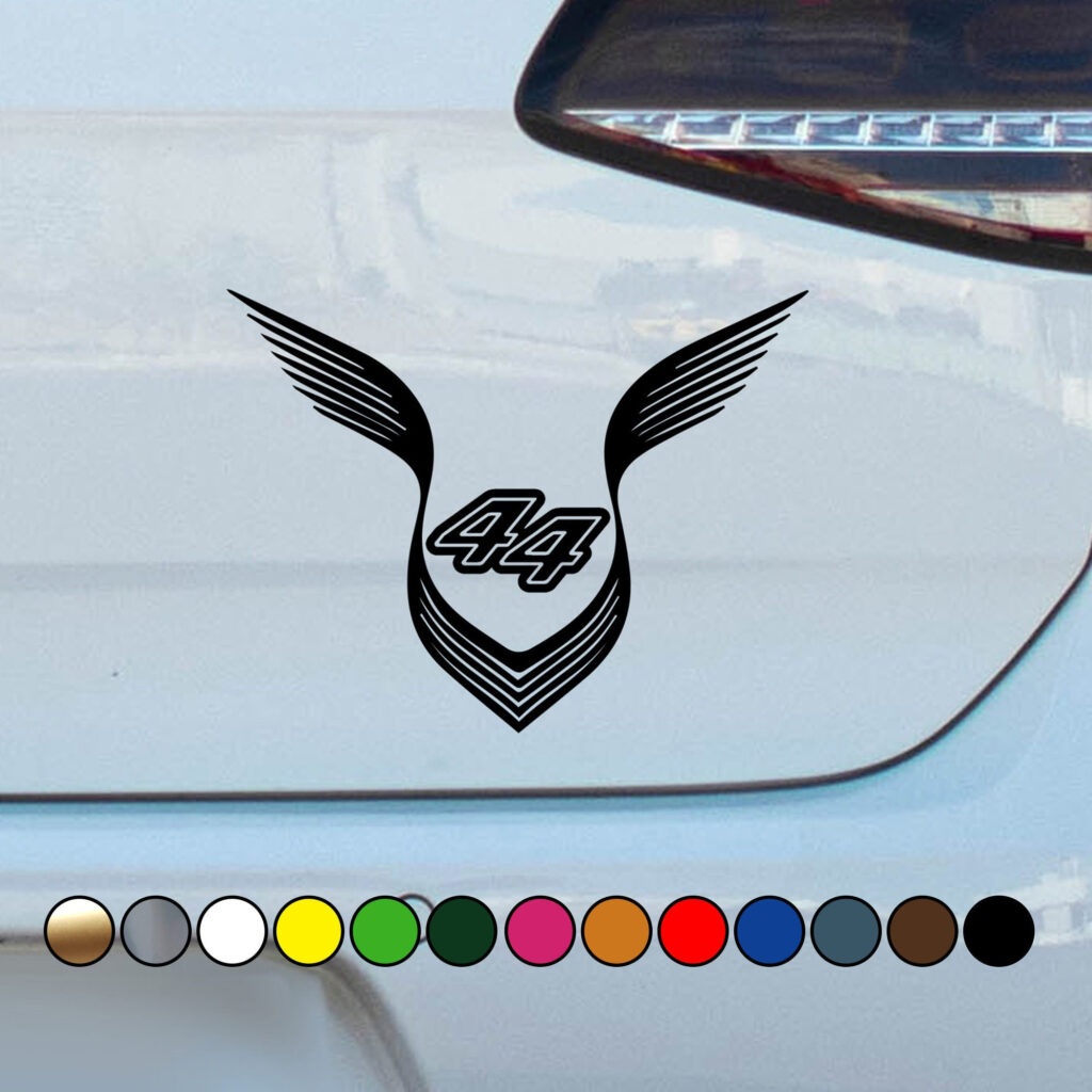 Racing driver Lewis Hamilton #44 Wings fan version logo - Vinyl Decal ...