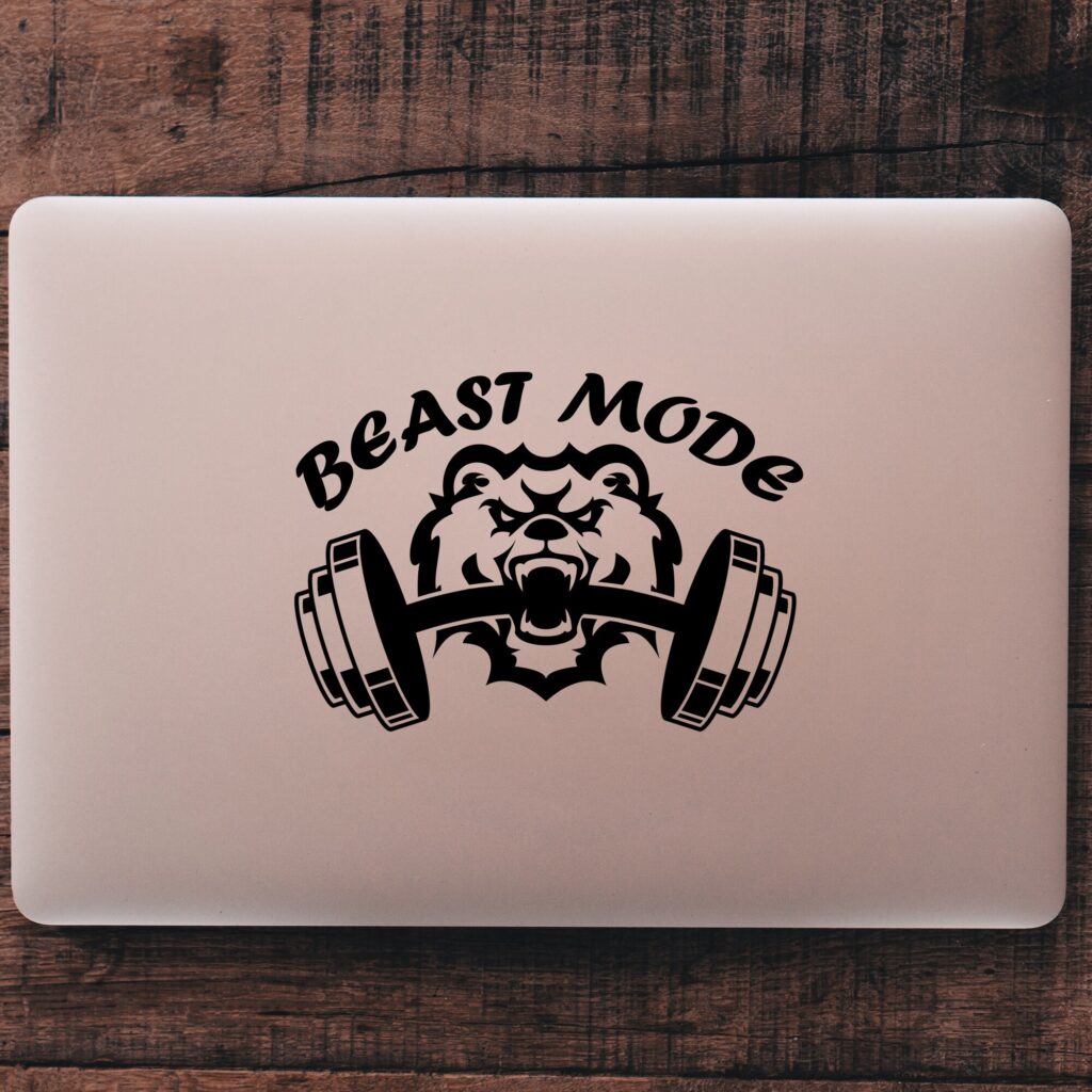 Sports Beast Mode Motivation Quote Gym Workout Barbells logo - Vinyl ...