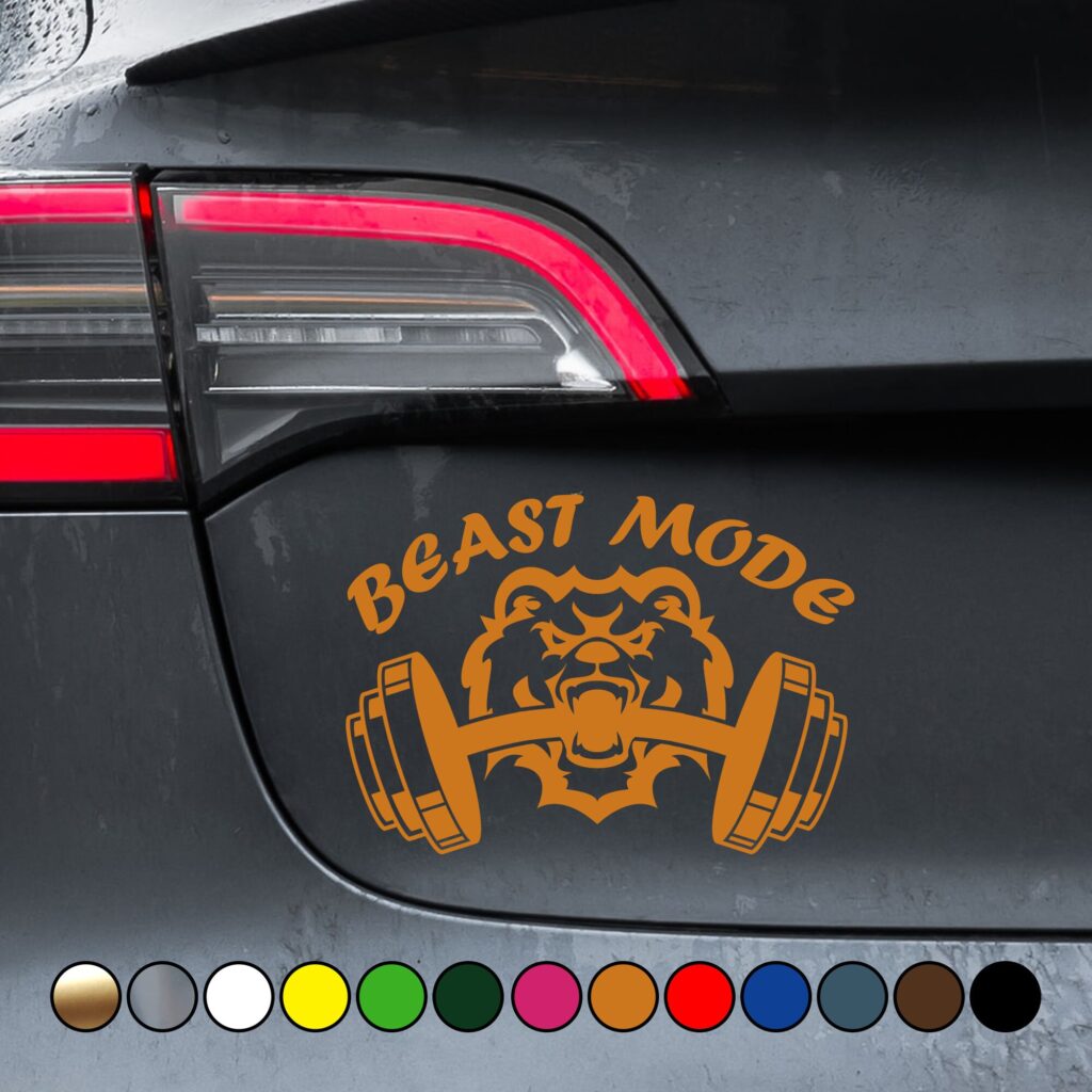 Sports Beast Mode Motivation Quote Gym Workout Barbells logo - Vinyl ...