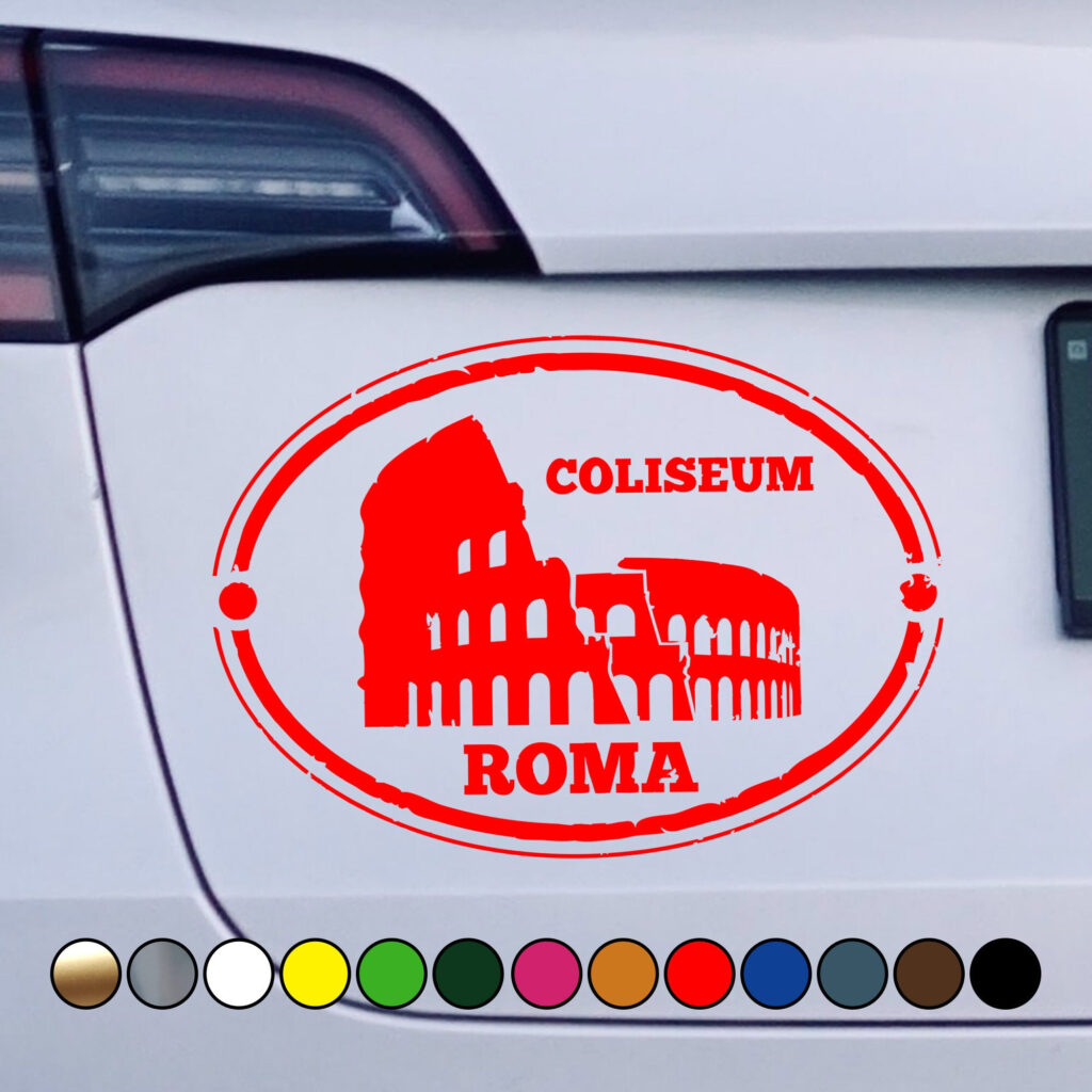Travel Rome postage stamp looklike sticker Coliseum logo – Vinyl Decal ...