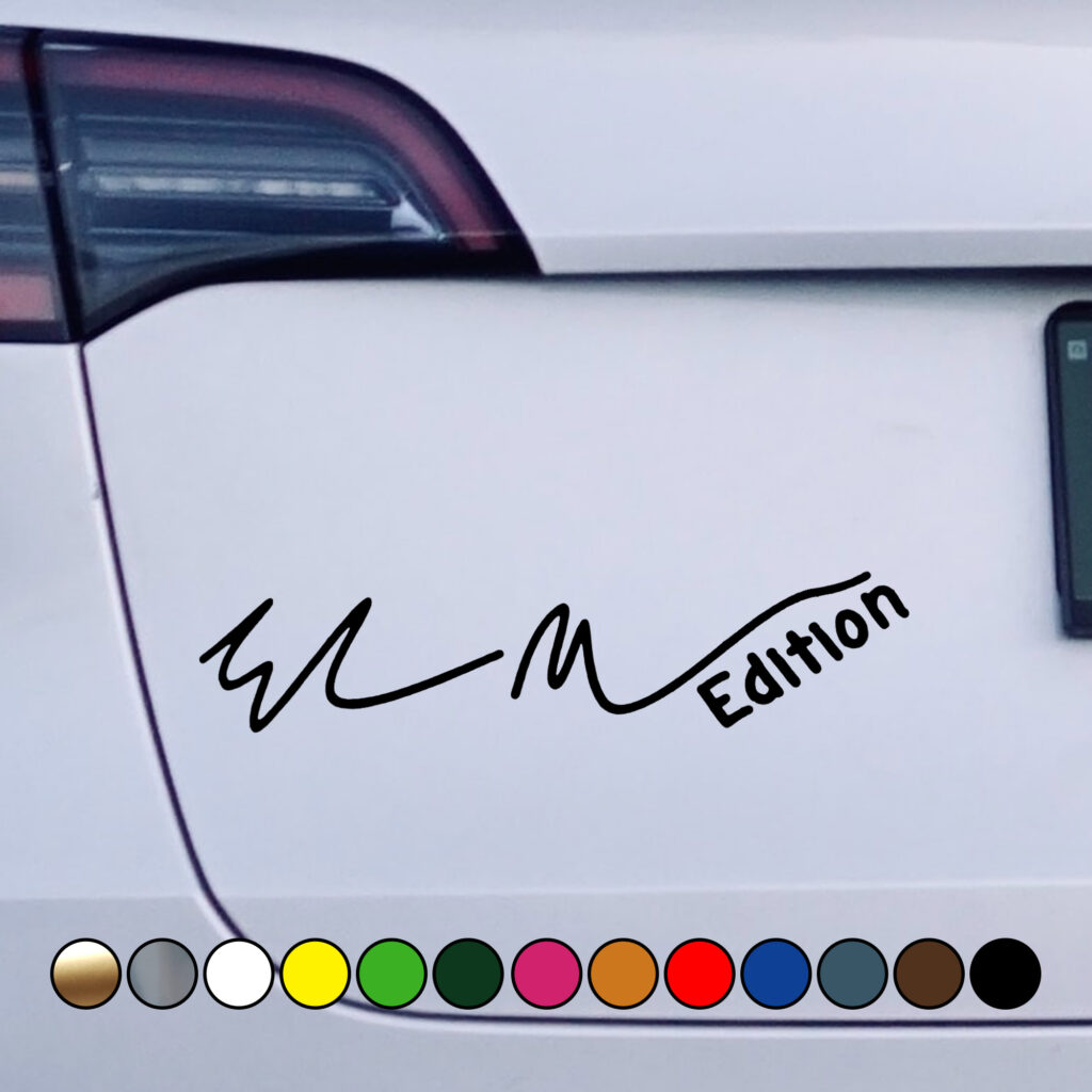 Tesla Model S 3 X Y Elon Musk Edition Signature Sticker - Vinyl Decal ...