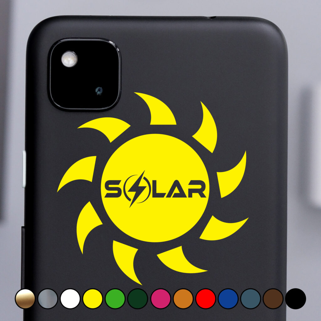 ECO Sun Solar Powered Energy logo sticker - Green Energy - Vinyl Decal ...