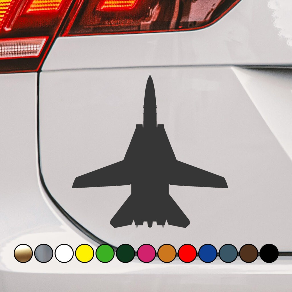 Military F-14 Tomcat fighter jet top view with spread wings - Vinyl ...