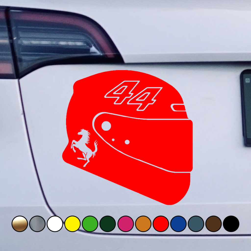 Racing driver Lewis Hamilton - Helmet Horse and Number 44 fan version ...