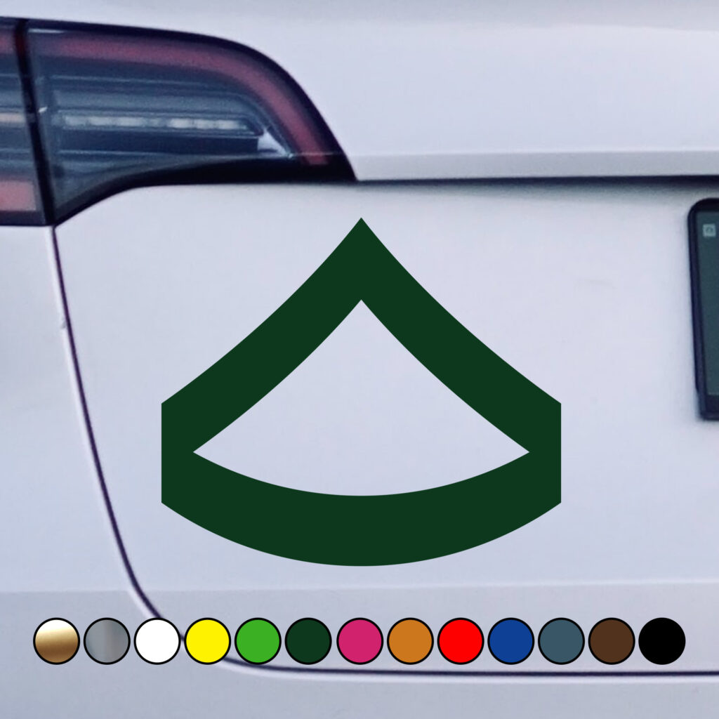 Military US ARMY Rank - Private First Class sticker - Vinyl Decal Sticker Vinyl Decals 4u Vinyl ...